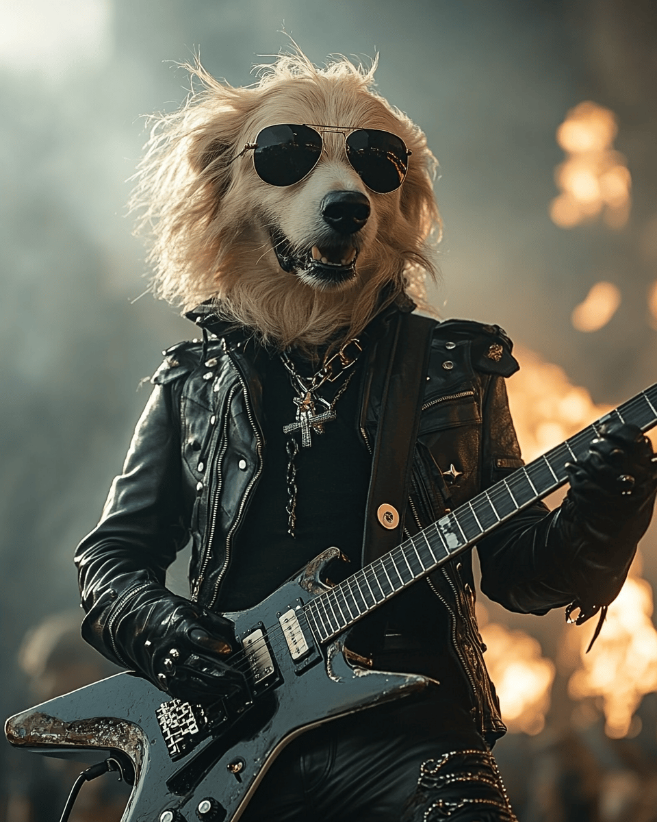 Golden Retriever Metalhead Anthem Dog Art — Wolden Art - Premium Paint ...