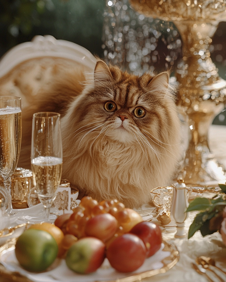 Persian Champagne Gala Cat Art — Wolden Art - Premium Paint By Number Kits