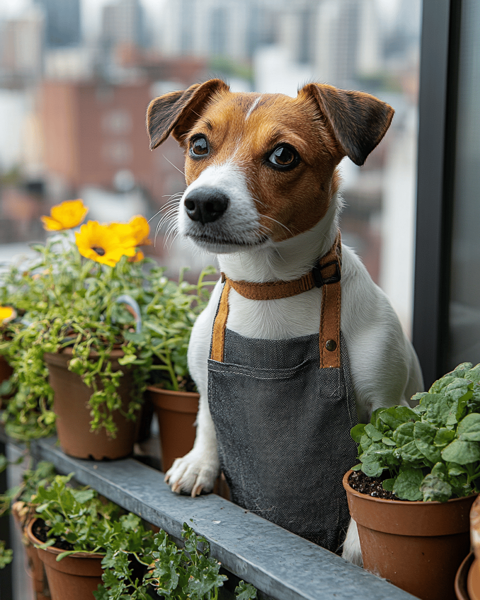 Jack Russell Terrier Balcony Bloom Chef Dog Art — Wolden Art