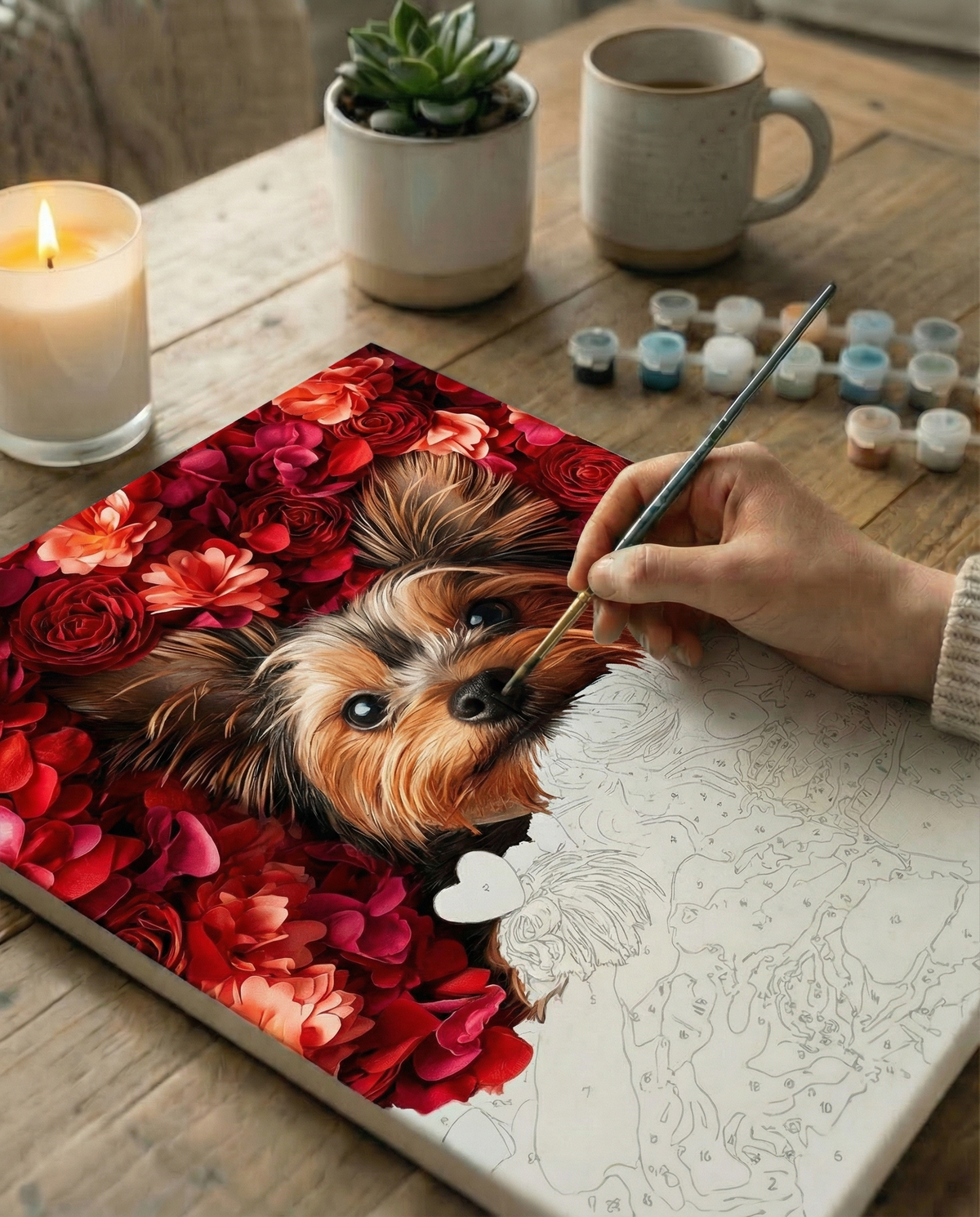 Yorkshire Terrier Valentine Rose Glow Dog Art — Wolden Art - Premium ...