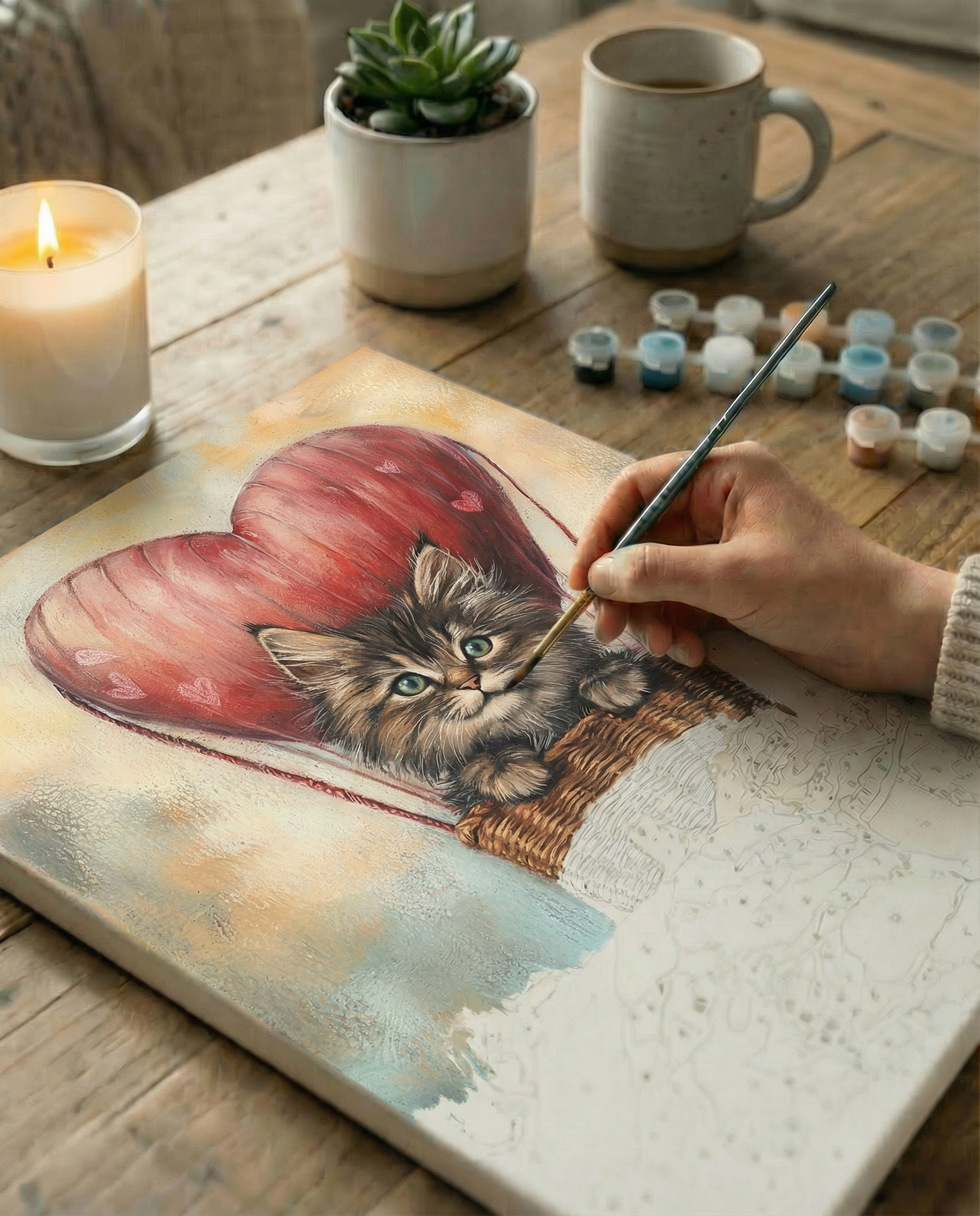 Maine Coon Heart Balloon Voyage Cat Art — Wolden Art - Premium Paint By ...